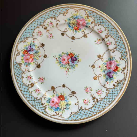 Dining | Vintage Gold Beaded Floral Handpainted Nippon Plate Small ...